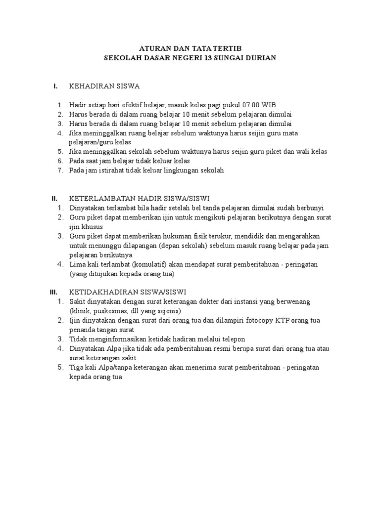 Aturan dan Sanksi di Sekolah Dasar | PDF