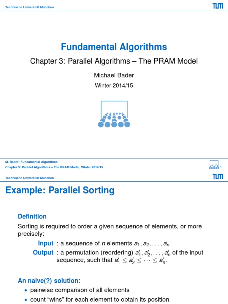 Fundamental Algorithms Chapter 3 Parallel Algorithms The Pram Model 8627