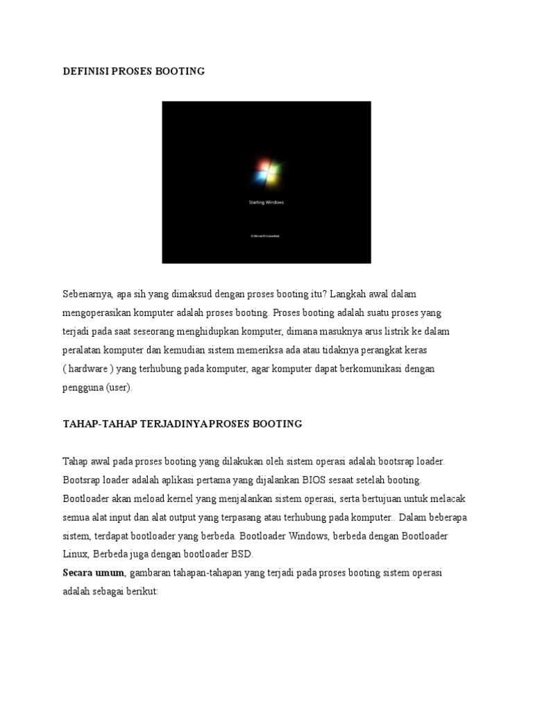 Definisi Proses Booting | PDF