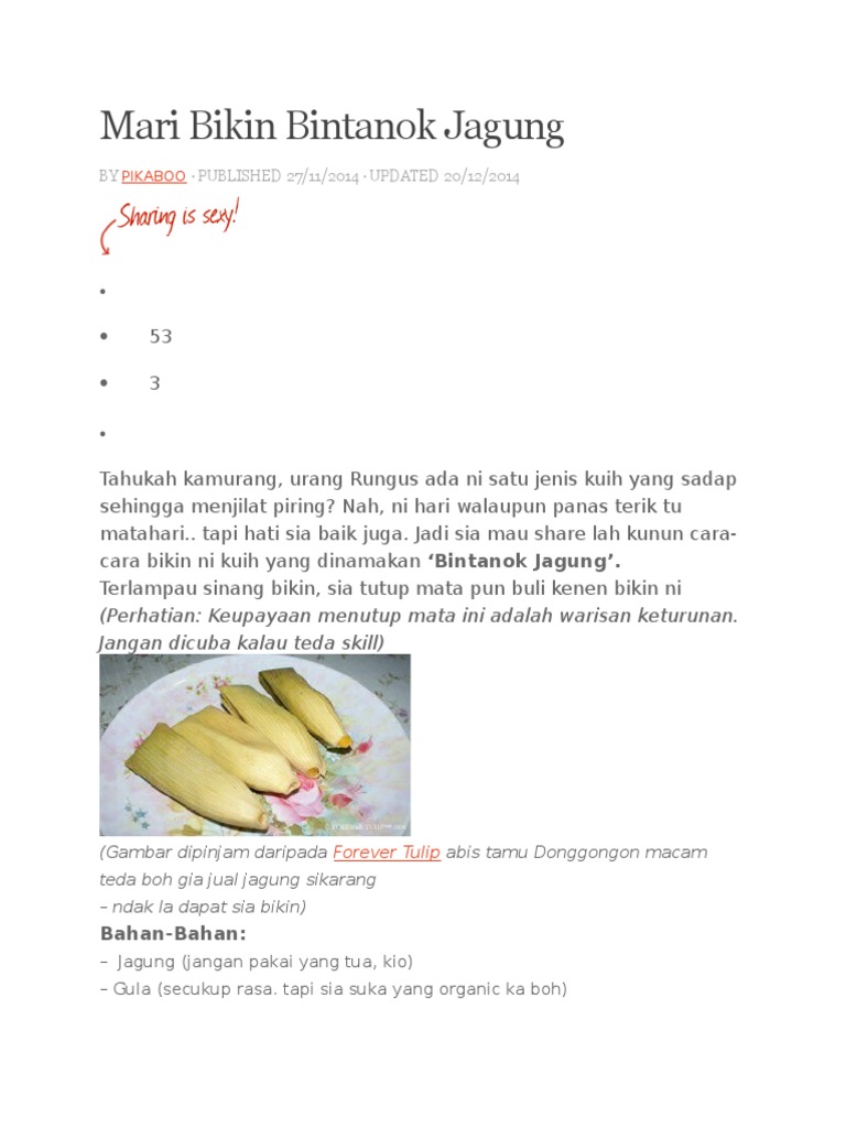 Mari Bikin Bintanok Jagung | PDF