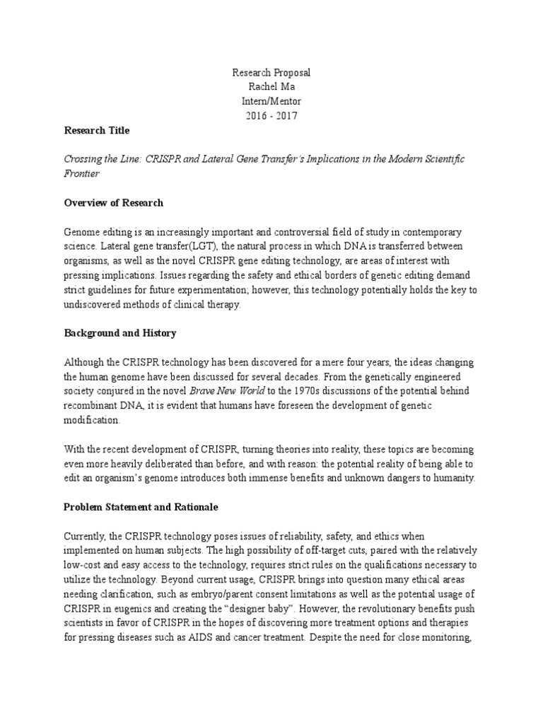 Projectproposal | PDF | Crispr | Genetics