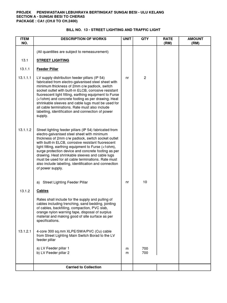 BQ 13 Street Lighting and Traffic PDF | PDF | Equipment | Components