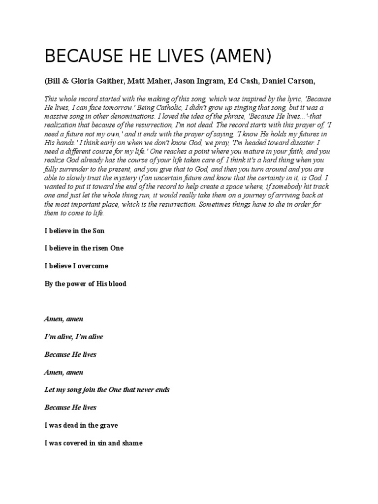 Because He Lives | PDF | Entertainment (General)