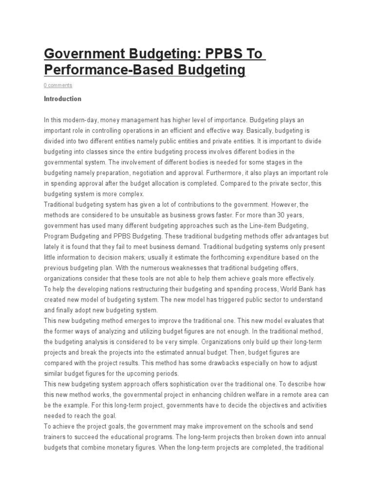 Government Budgeting PPBS To Performance-Based Budgeting | Download Free PDF | Performance ...