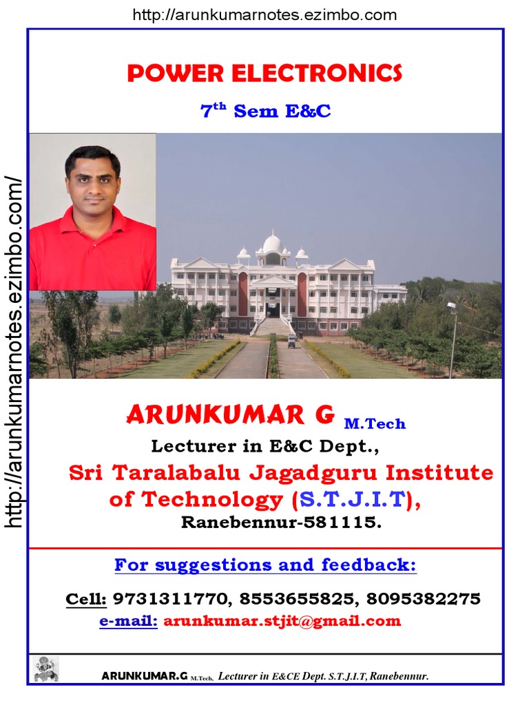 Power Electronics Notes By Arunkumar Pdf Power Electronics 6731