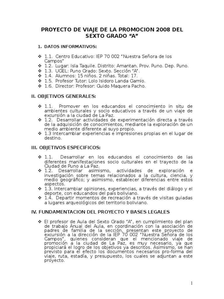 Proyecto de Viaje | PDF | Maestros | Science