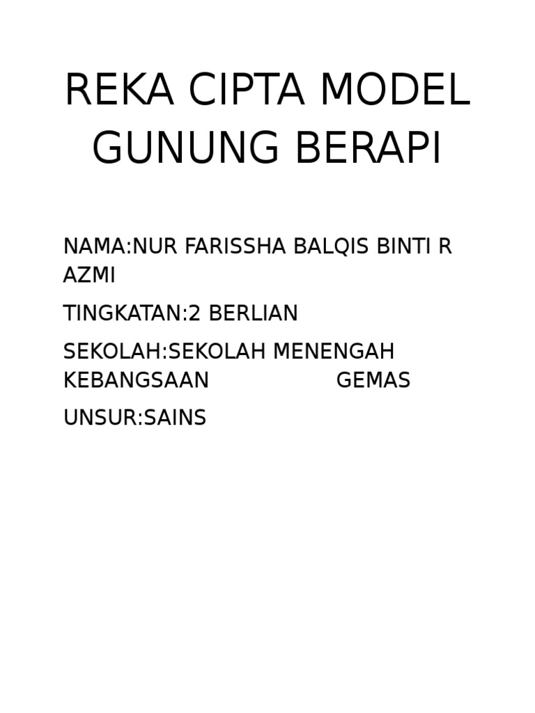 Reka Cipta Model Gunung Berapi | PDF