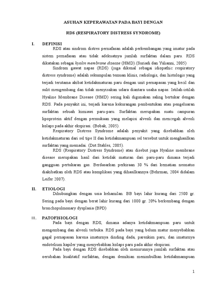 Laporan Pendahuluan Bayi RDS | PDF