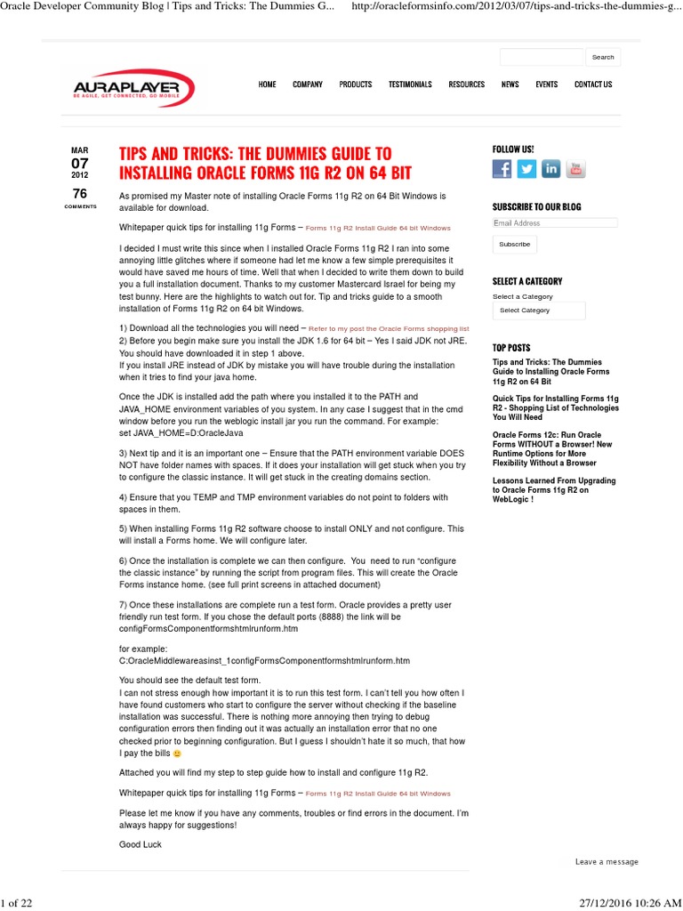 Oracle Developer Community Blog - Tips and Tricks - The Dummies Guide ...