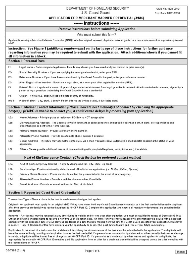 cg 719b | Credential | Government Information