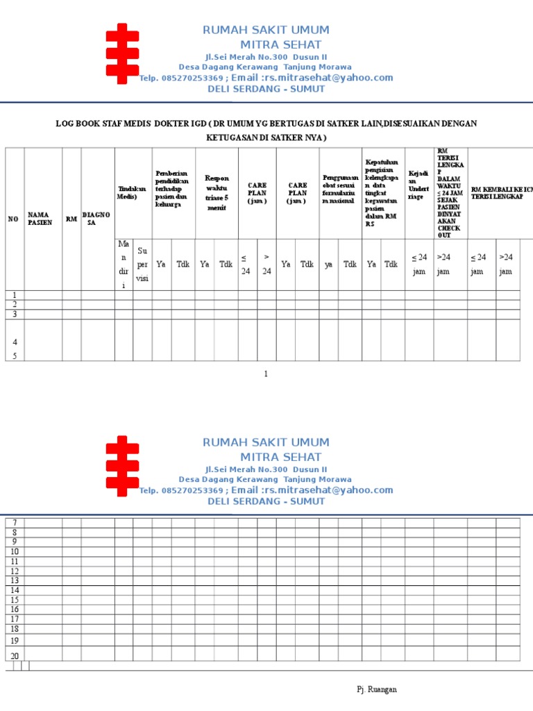 Log Book Staf Medis Dokter Igd | PDF