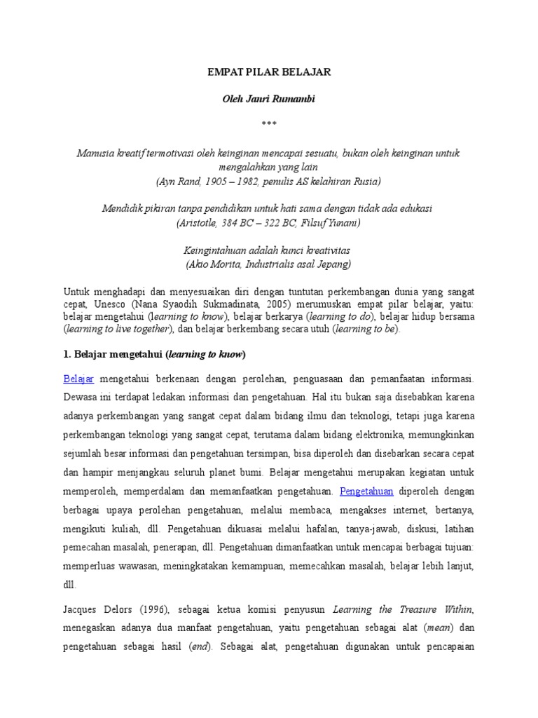 4 Pilar Belajar | PDF