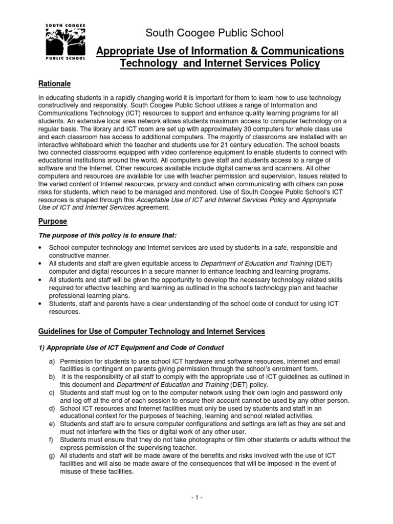 Internet Computer Network Policy 09 | PDF | Educational Technology | Email