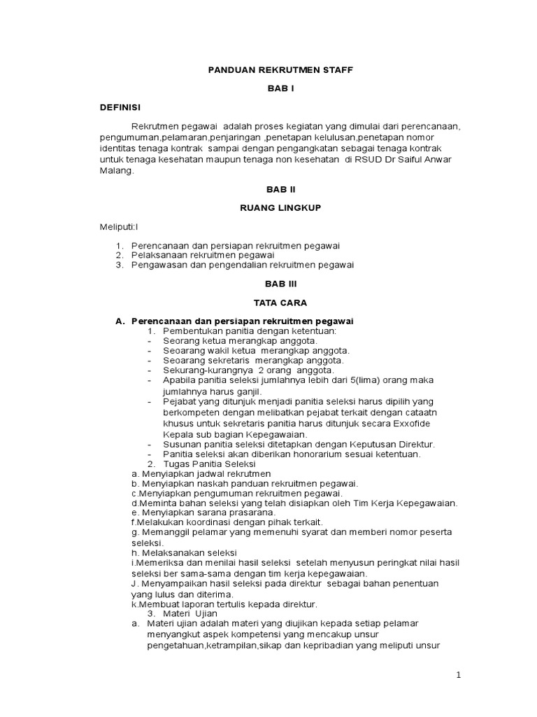 Panduan Rekrutmen RSUD Saiful Anwar | PDF