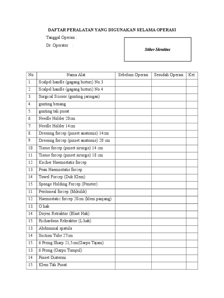INSTRUMENT CHECKLIST | PDF