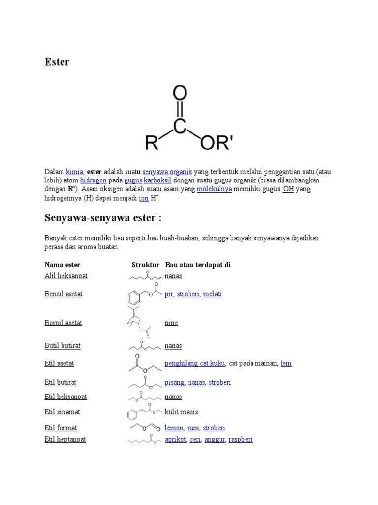 Struktur dan Kegunaan Senyawa Ester | PDF