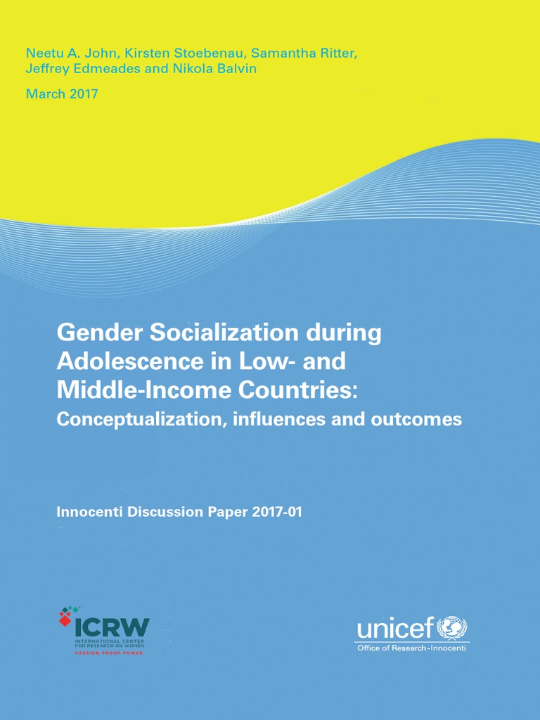 Innocenti Gender Socialization During Adolescence in Low - and Middle - Income Countries | PDF ...