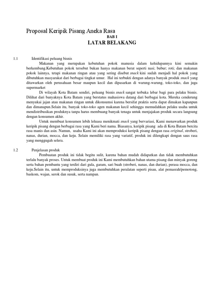 Proposal Keripik Pisang Aneka Rasa | PDF