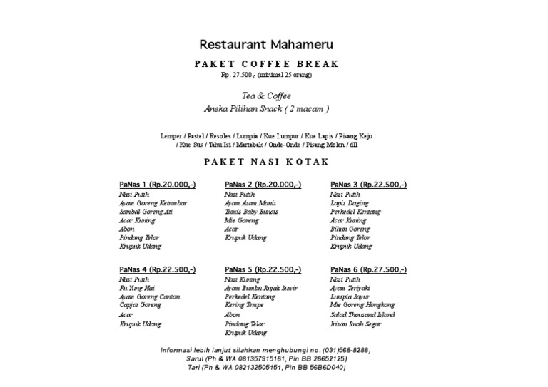 Paket Coffee Break & Lunch Box | PDF | Prepared Foods | Food Industry