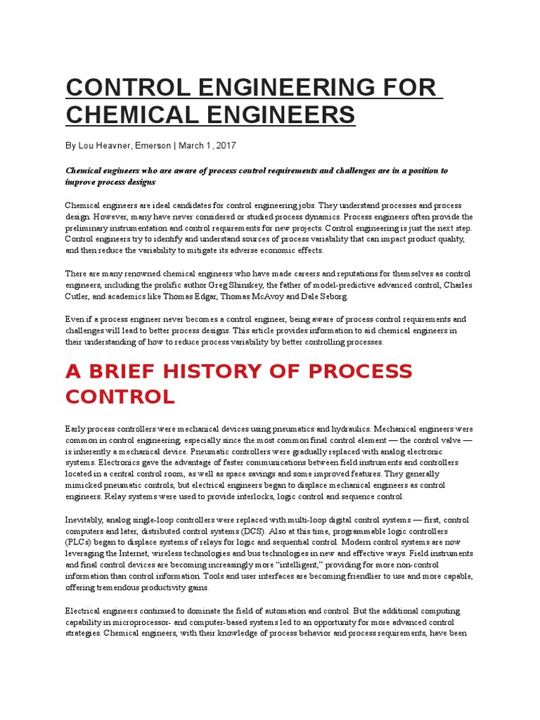 Control Engineering For Chemical Engineers | PDF | Control Theory ...