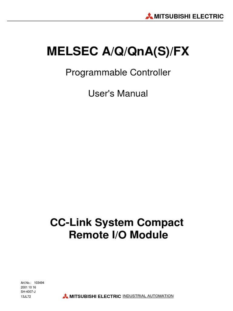 CC-Link Remote IO Module User's Manual Ver.J | PDF | Electrical ...