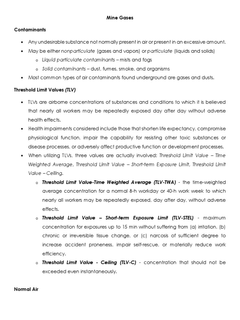 Mine Gases (Part 1) | PDF | Oxygen | Nitrogen Dioxide
