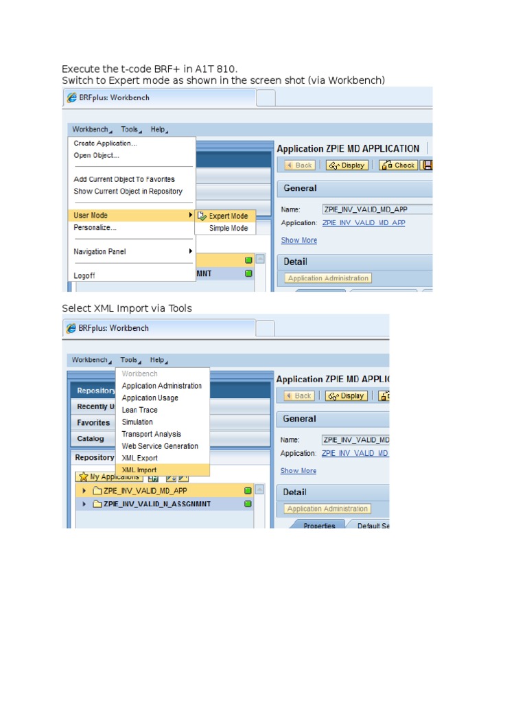 Steps To Upload XML File in BRF+ | PDF