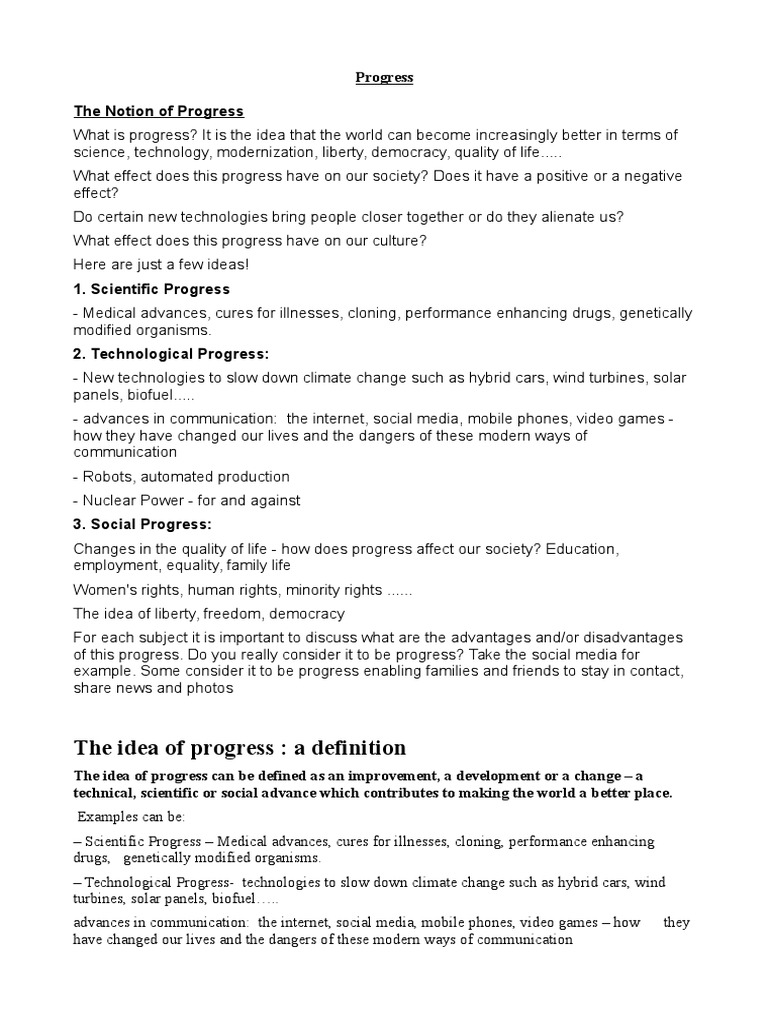 The Idea of Progress: A Definition | PDF | Emerging Technologies | Liberty
