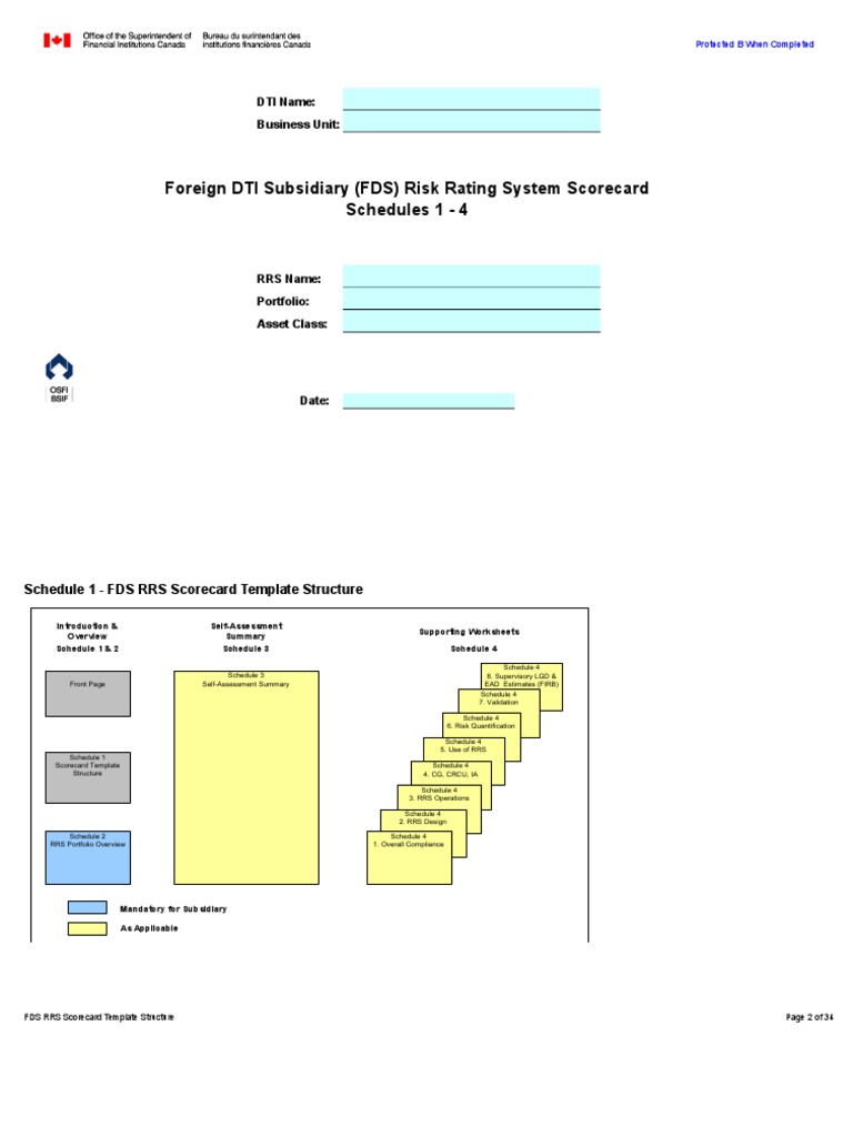 Foreign DTI Subsidiary (FDS) Risk Rating System Scorecard Schedules 1 ...