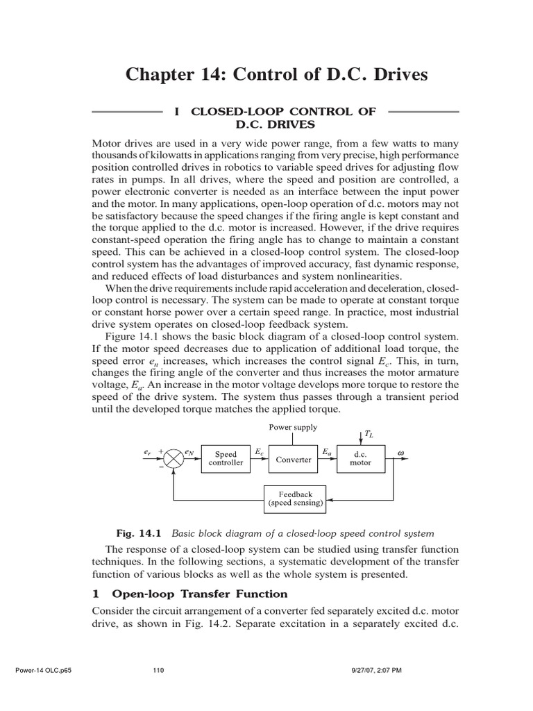 Chapter 14 Control of D C Drives | PDF | Control Theory | Control System