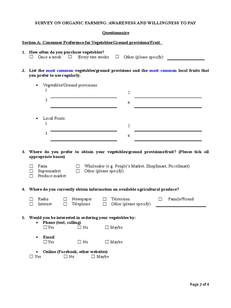Organic Farming Questionnaire.2-4 | PDF | Organic Foods | Organic Farming