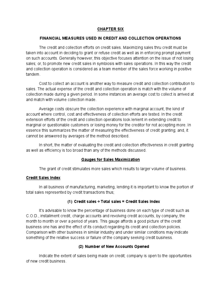 Financial Measures in Credit Operations | PDF | Credit (Finance ...