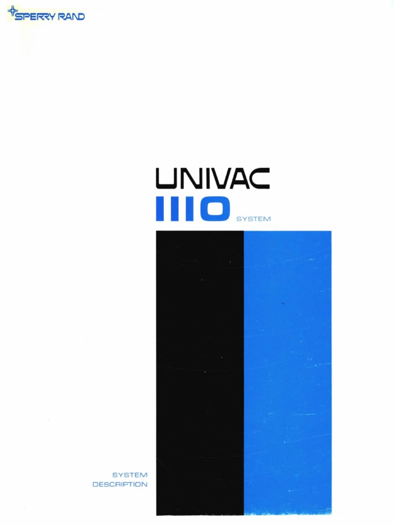 UP-7841 Univac 1110 System Description 1970 | PDF | Instruction Set ...