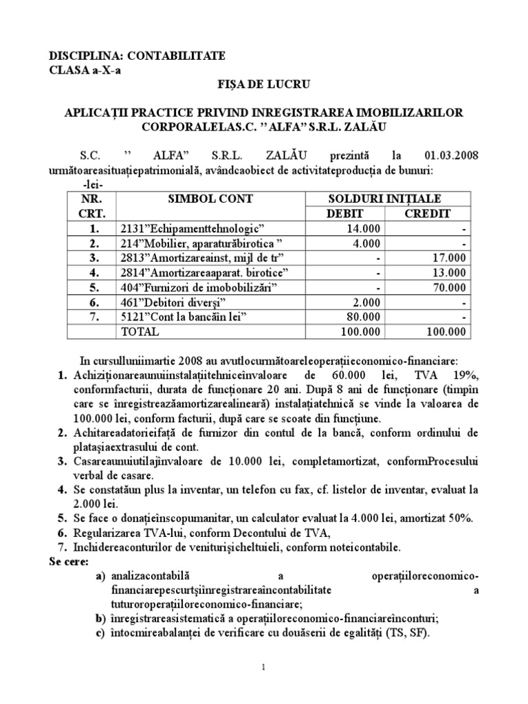 Analiza Contabila+balanta-Fisa | PDF