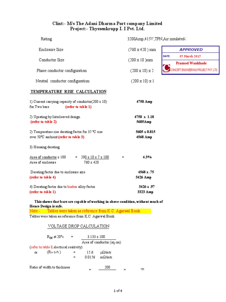 3200A Busduct Busbar Calculation.pdf | Electrical Resistivity And ...