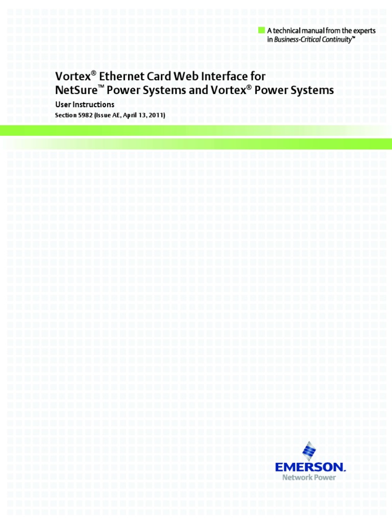 VEC Web Interface Manual SECTION5982 Netsure Vortex Ethernet Card Web ...