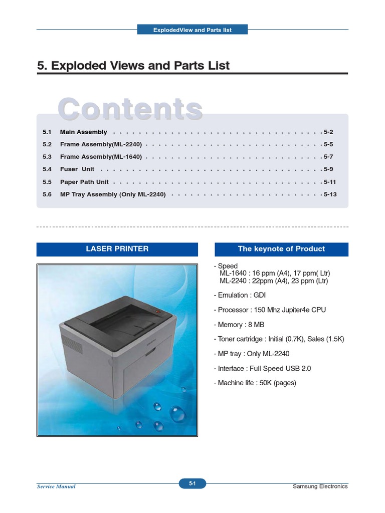 Exploded Views and Parts List: 5.1 Main Assembly | PDF | Media ...