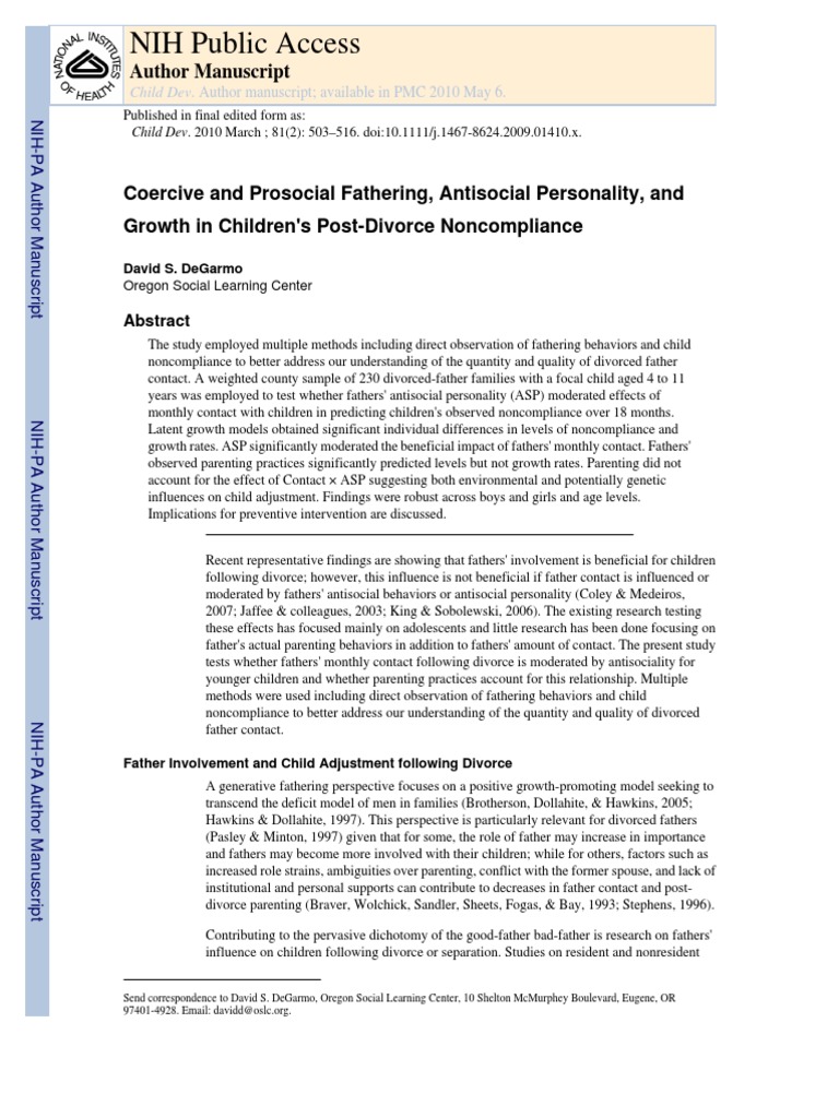 Coercive and Prosocial Fathering | PDF | Parenting | Relationships