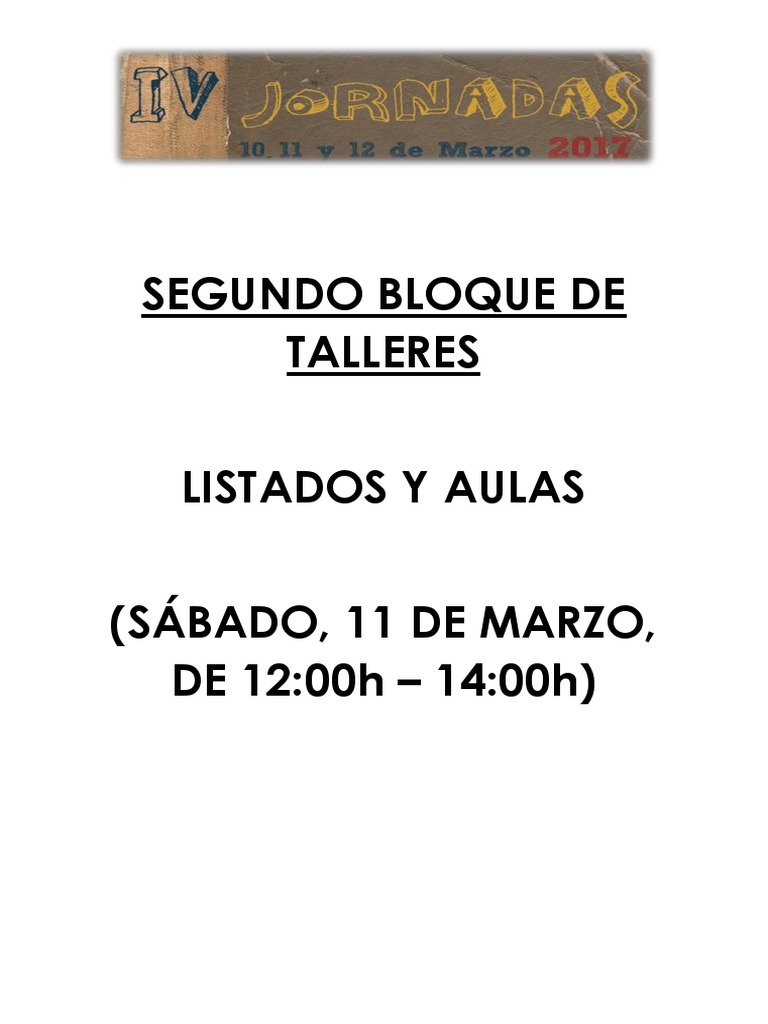 Segundo Bloque de Talleres | PDF | Ocio