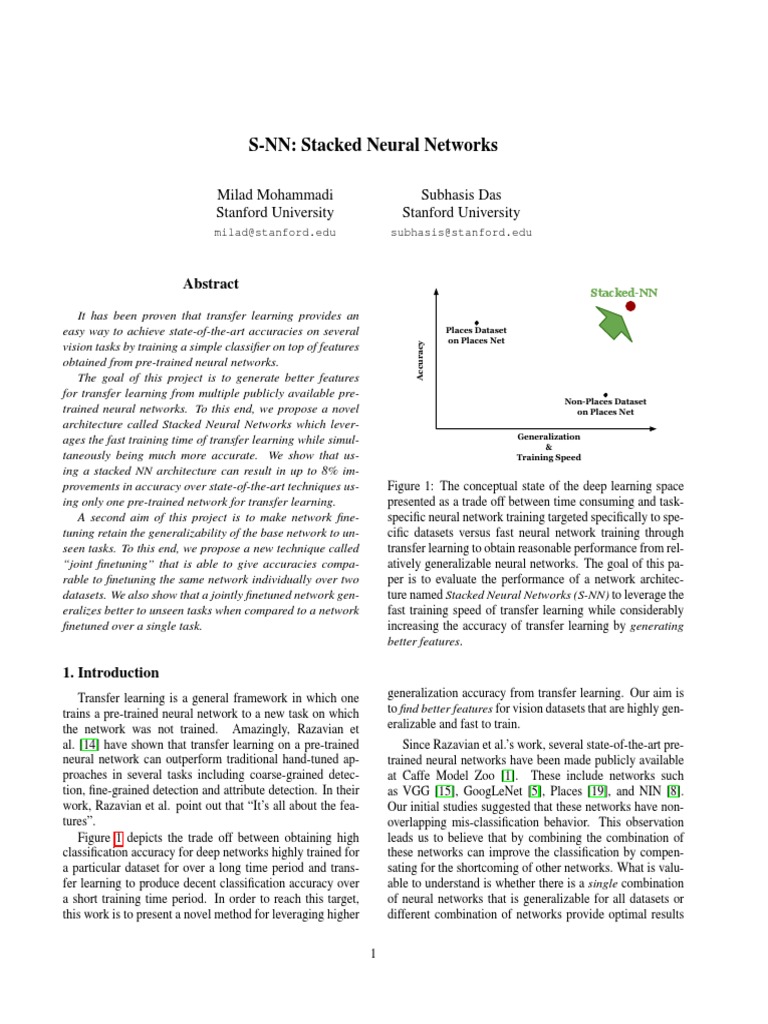 S-NN: Stacked Neural Networks: Milad Mohammadi Stanford University ...