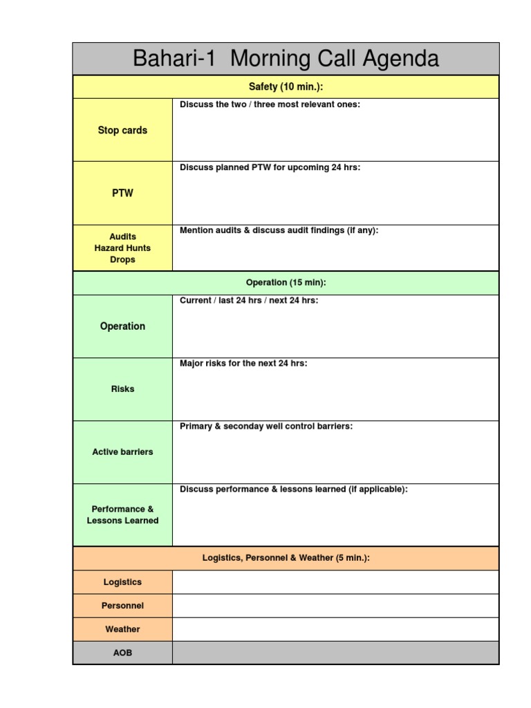 Morning Call Agenda | PDF