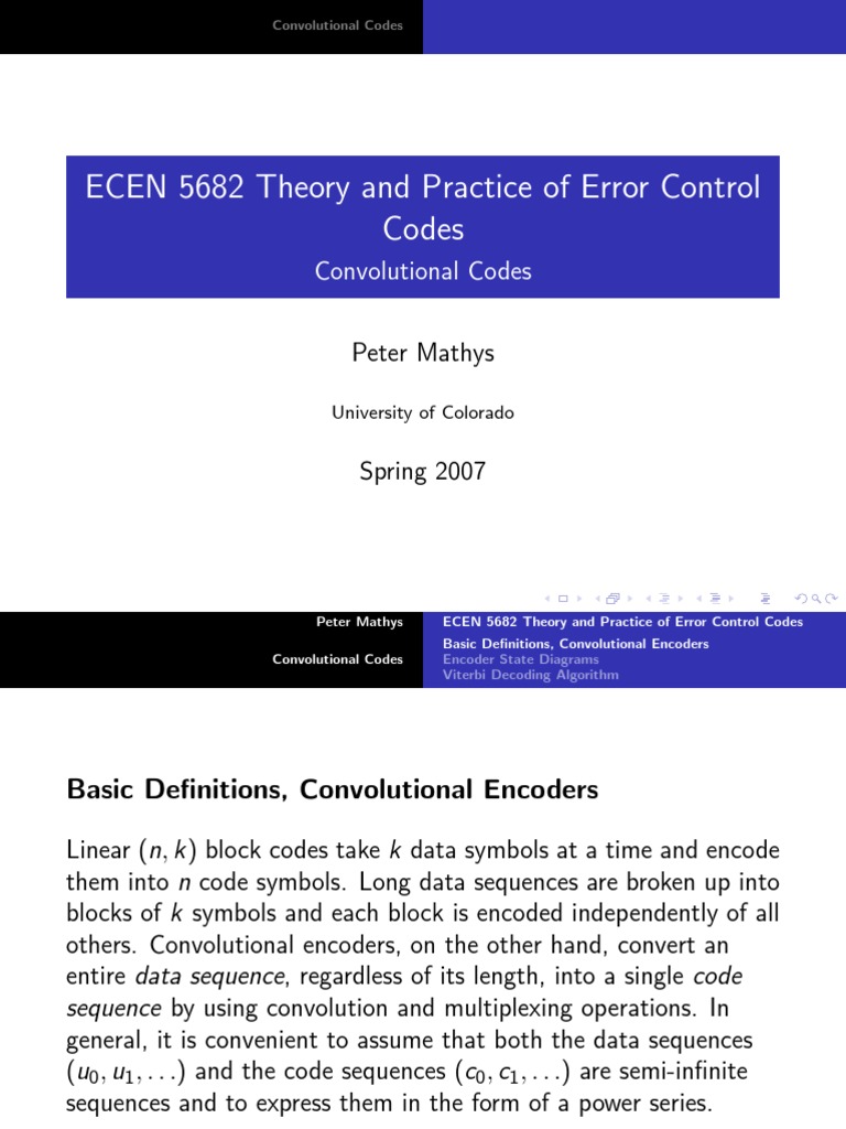 ECEN 5682 Theory and Practice of Error Control Codes | PDF | Encodings | Electronics