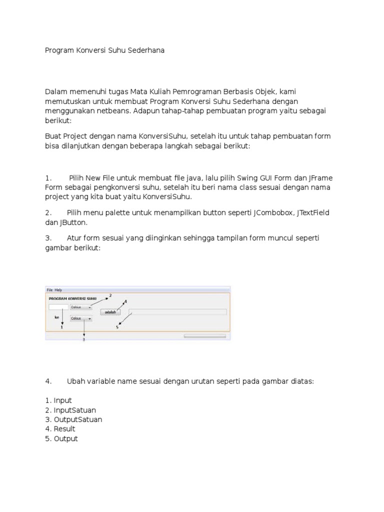 Program Konversi Suhu Sederhana | PDF | Teknologi & Rekayasa