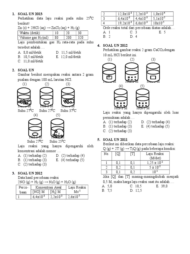 Soal Laju Reaksi | PDF