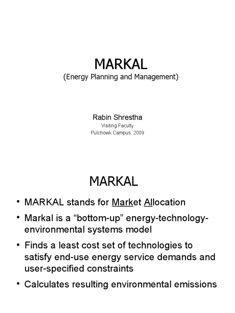Markal: (Energy Planning and Management) | Download Free PDF ...