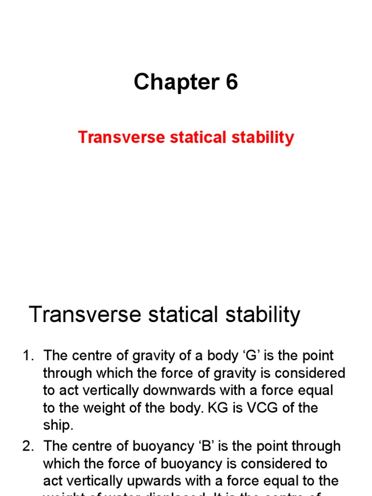 Transverse Statical Stability Explained | PDF | Shipping | Watercraft