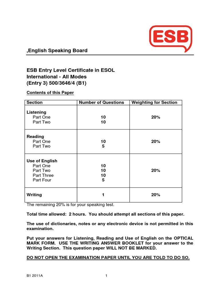 ,english Speaking Board: Part One Part Two | PDF | News