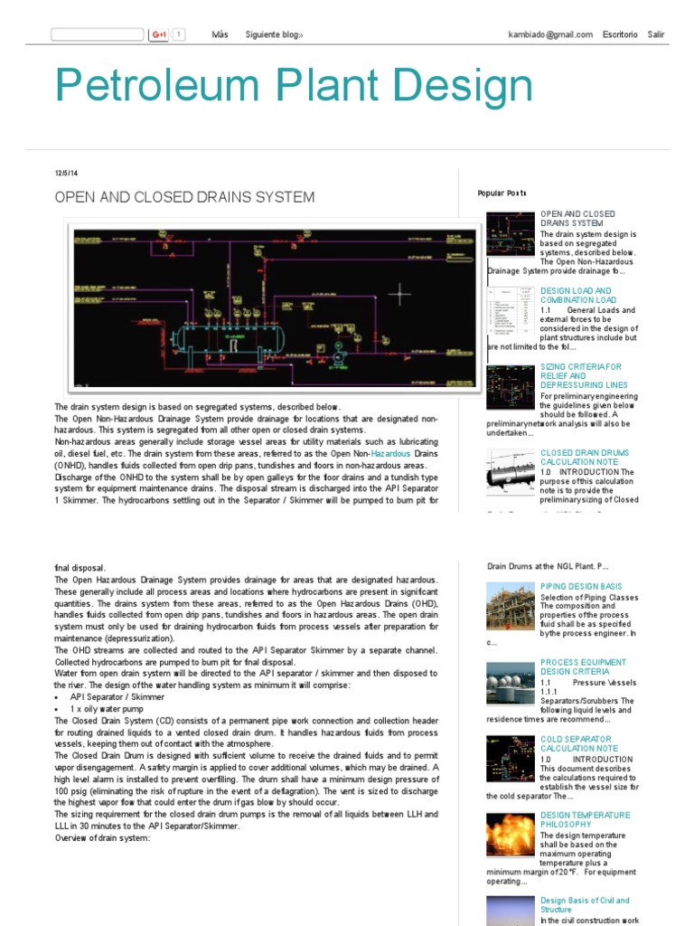 Petroleum Plant Design Open and Closed Drains System | PDF | Energy ...