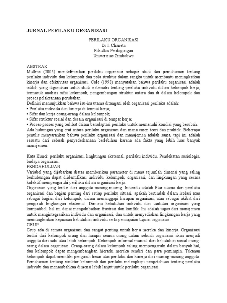 Jurnal Perilaku Organisasi | PDF