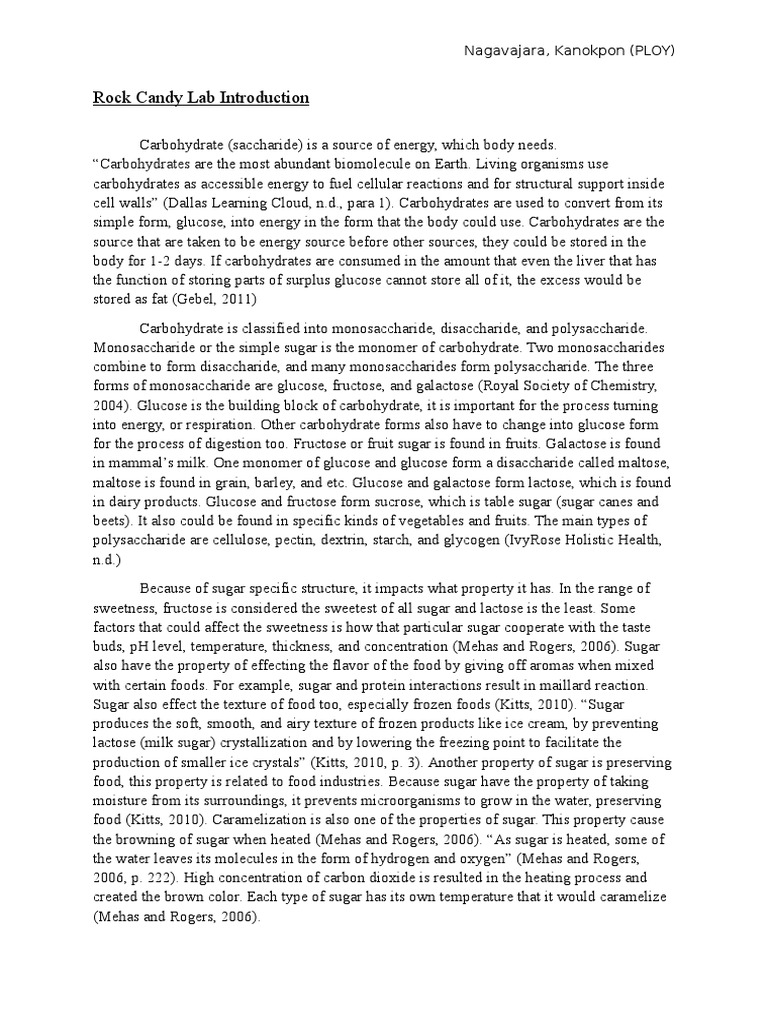 Rock Candy Lab Introduction | PDF | Carbohydrates | Glucose